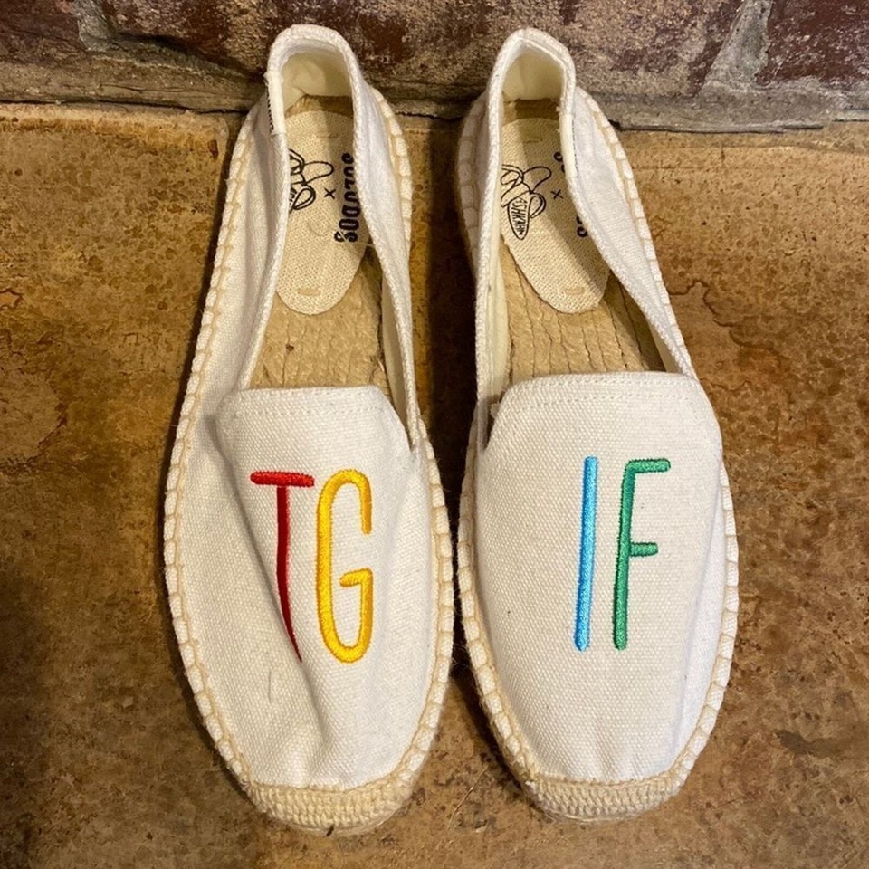 Soludos Ashkhan Women's espadrille Flats TGIF on cream canvas | eBay