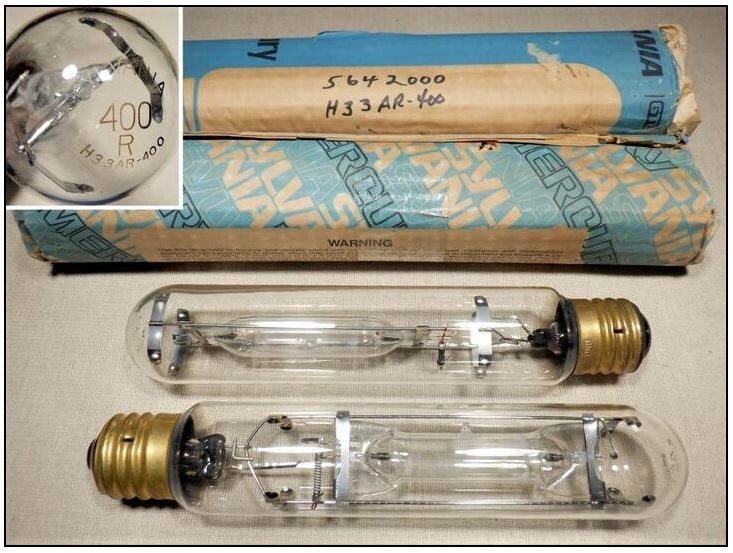H33AR-400 Mercury Vapor T16 Mogul Base Light Bulb 12,000 Hrs SYLVANIA ...