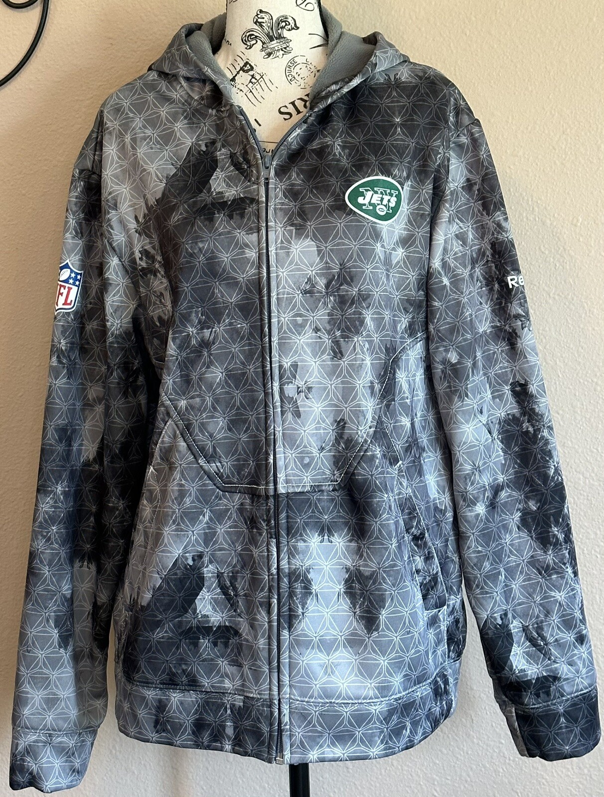 Reebok On Field Sideline Hoodie NY Jets Mens S Gray C… - Gem