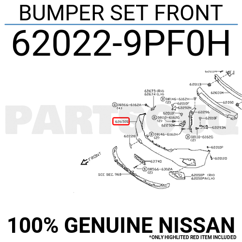 620229PF0H Genuine Nissan BUMPER SET FRONT 62022-9PF0H | eBay
