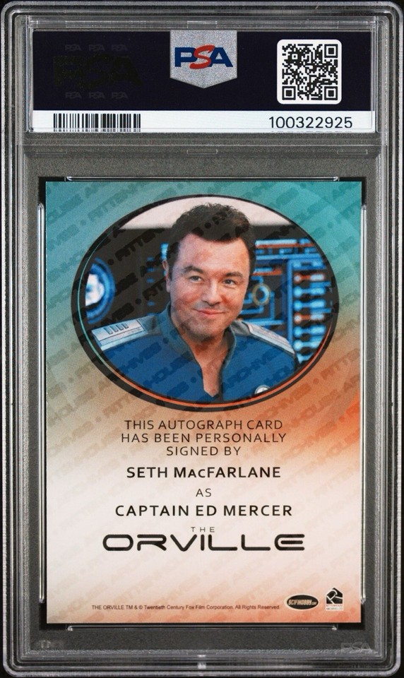 Orville Archives Autograph Auto Card Seth MacFarlane Family Guy PSA 9 ...