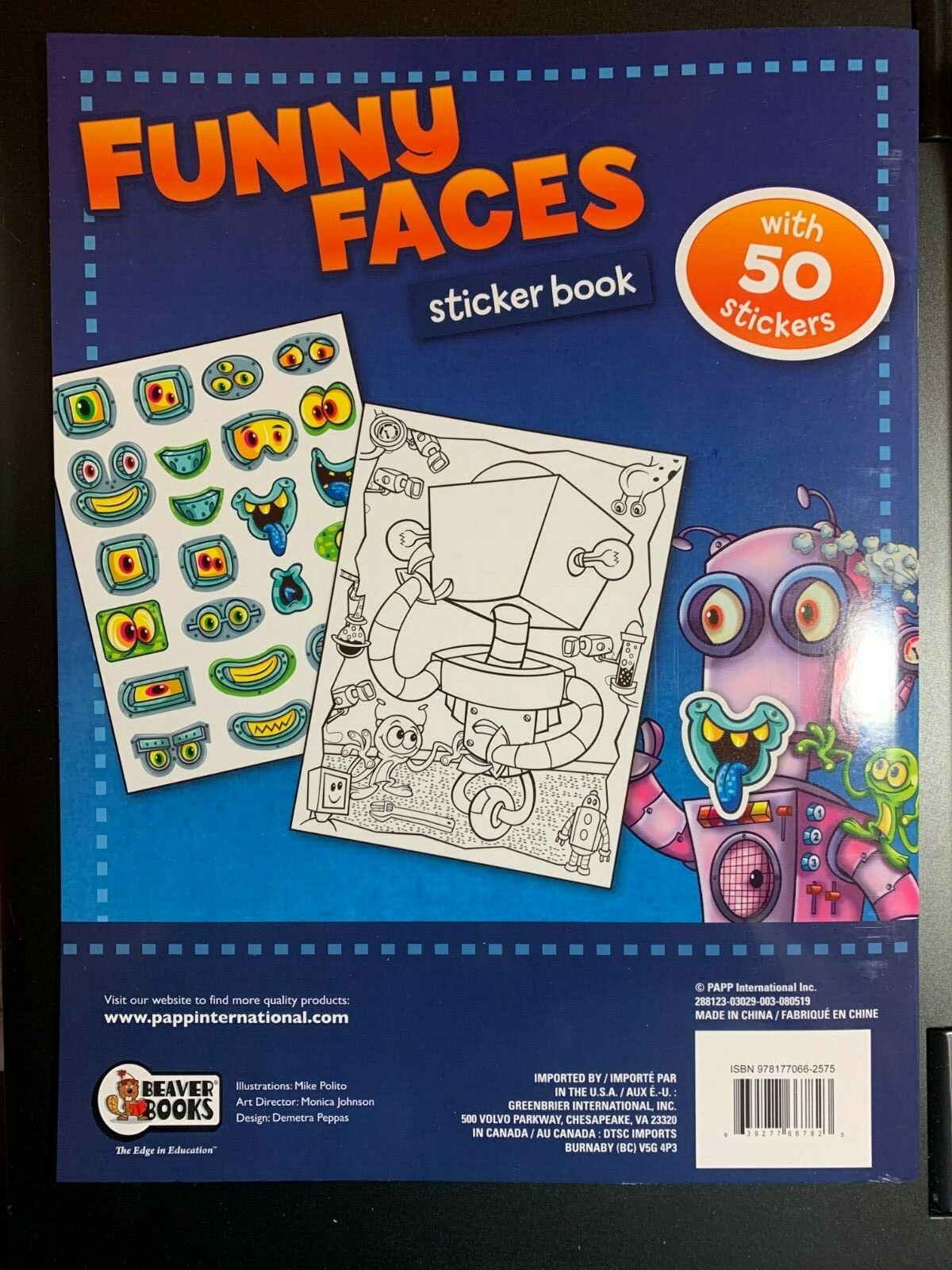 FUNNY FACES STICKER BOOK ROBOTS WITH 50 STICKERS BRAND NEW FUN FOR KIDS ...