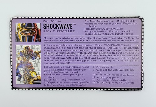 GI JOE 1992 SHOCKWAVE v3 - D.E.F. - FILE CARD - S.W.A.T. SPECIALIST ...