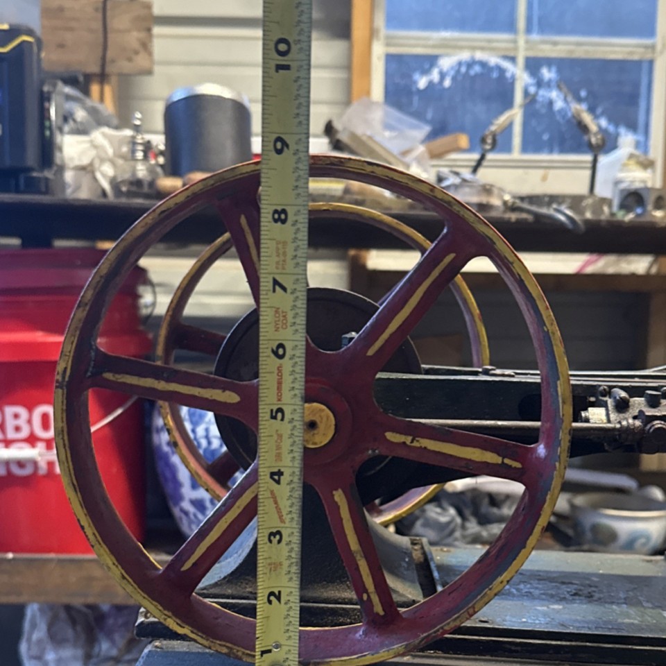 Vintage Live Steam Model Engine Red Flywheels Green Base Cast Iron ...