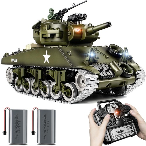 1:18 RC Tank, Metal US M4A3 Sherman Remote Control Model Army Tank That ...