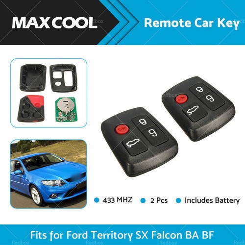 2PCS 4 Buttons 433MHz Remote Car Key For Ford Territory SX XR6 XR8 ...