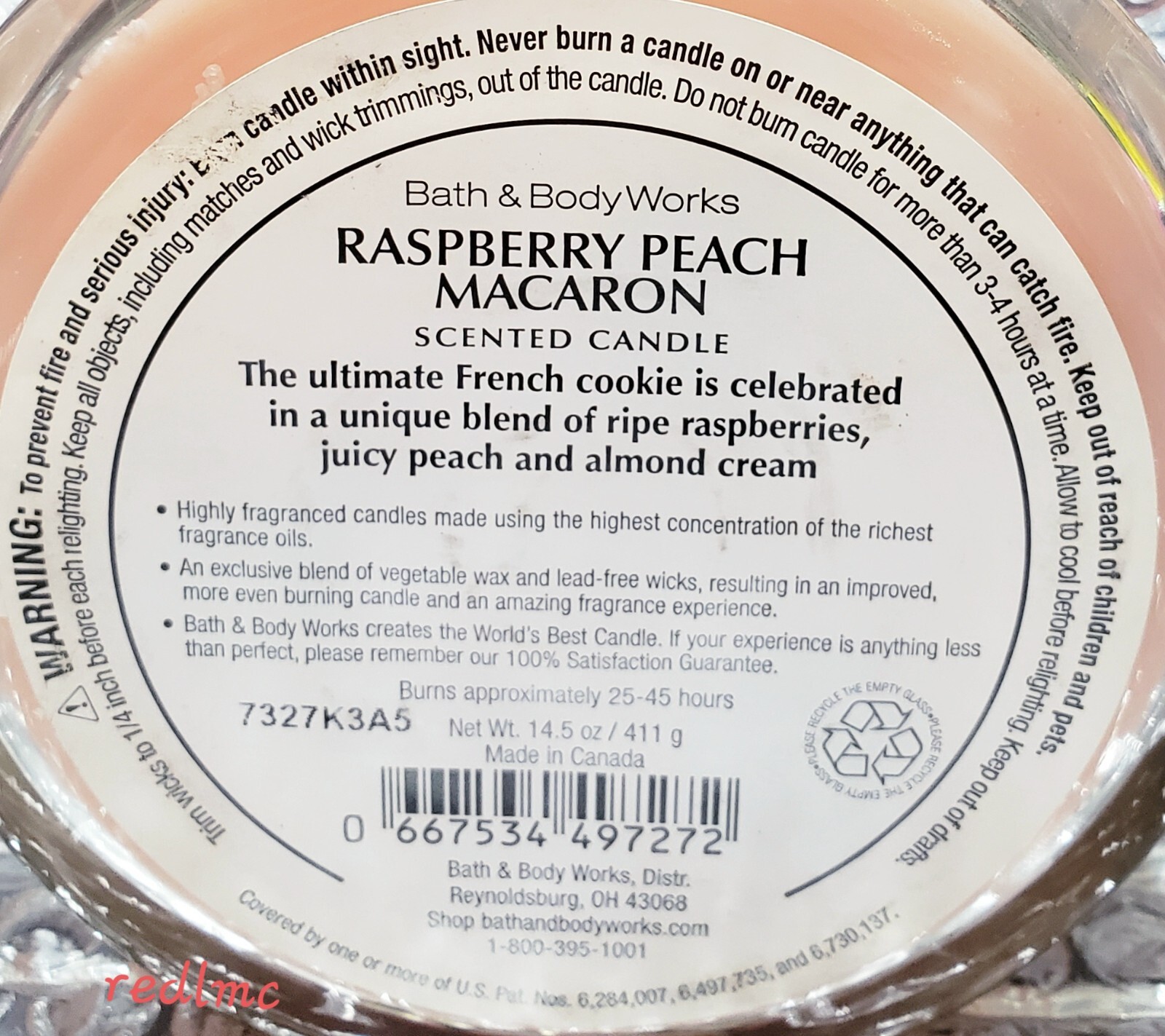 1 X Bath & Body Works Raspberry Peach Macaron 3 Wick 14.5 Oz Scented ...