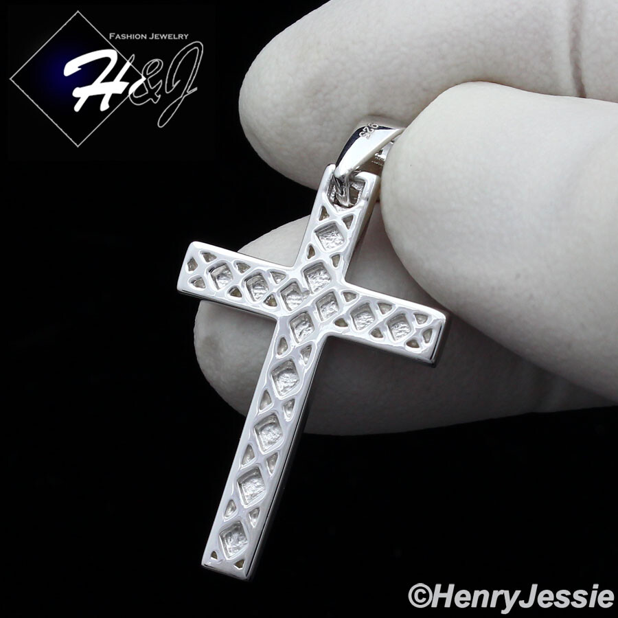 MEN WOMEN REAL 925 STERLING SILVER PLAIN SIMPLE SILVER CROSS CHARM ...