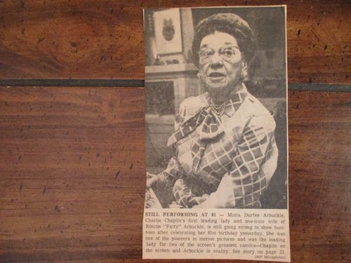 MINTA DURFEE Arbuckle(Died-1975)Fatty Arbuckle/Mickey)Signed 1972 ...