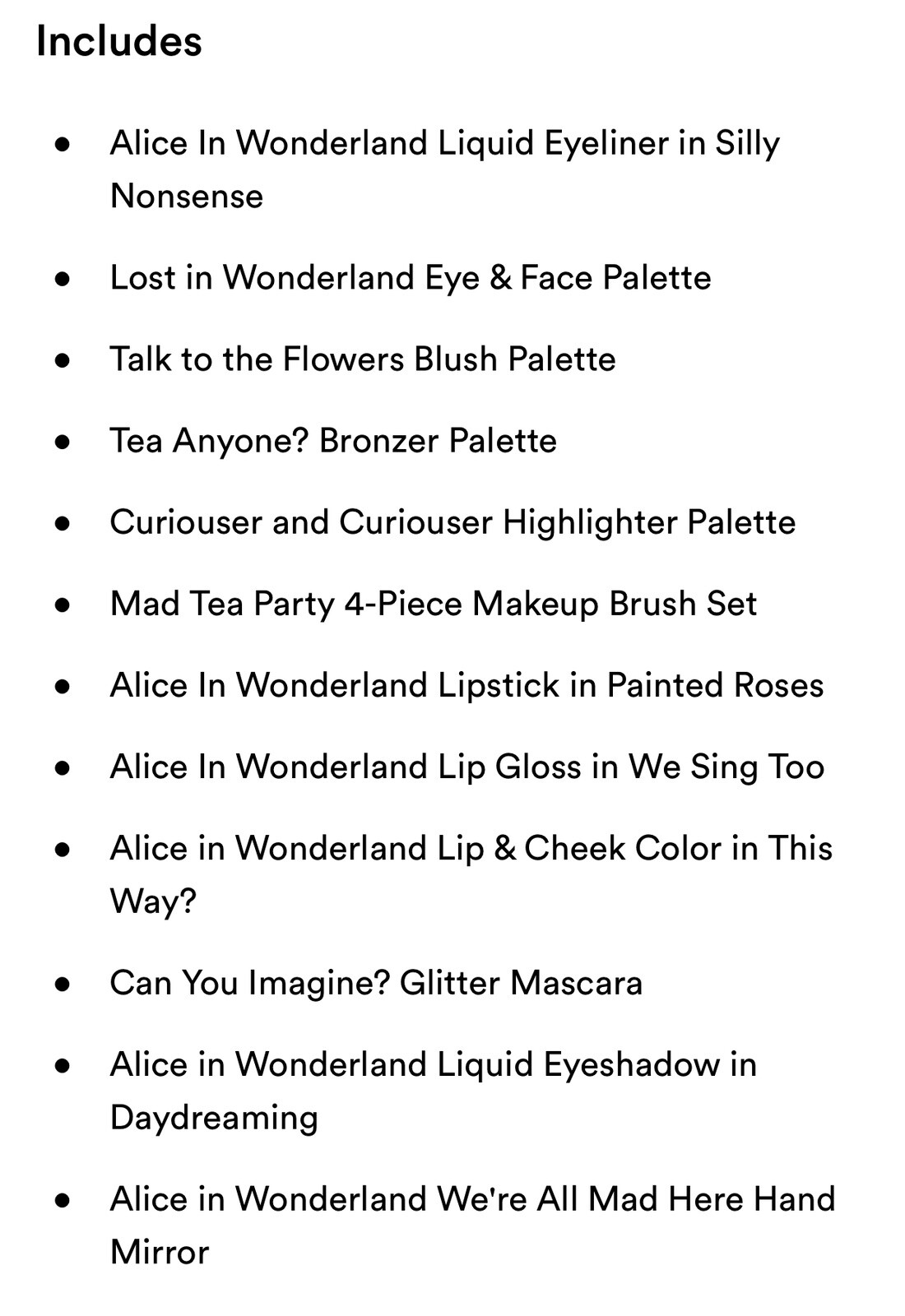 Wet N Wild Alice In Wonderland PR COLLECTION BOX SET | eBay