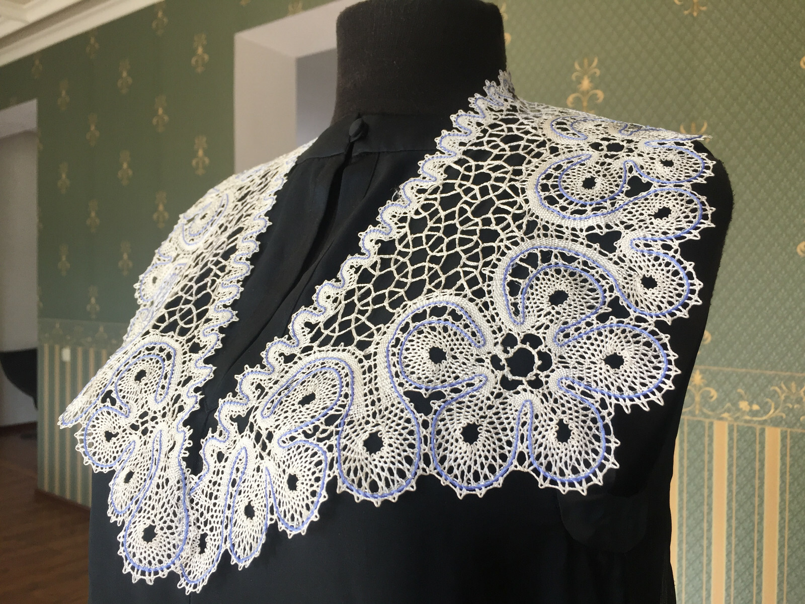 PATTERN for Large V Collar. Length 25 " Russian Vologda Lace. Full size ...