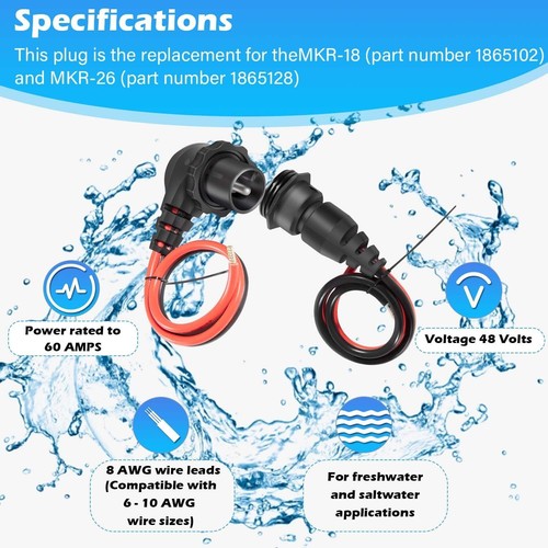 1865120 MKR-28 Trolling Motor Plug and Receptacle Fits for Minn Kota ...