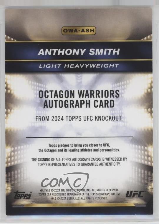 2024 Topps UFC Knockout Octagon Warriors Auto Anthony Smith #OWA-ASH ...