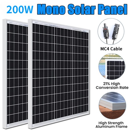 100W 200W Watt Solar Panel 12V Mono High Efficiency PV Home RV Roof Off ...