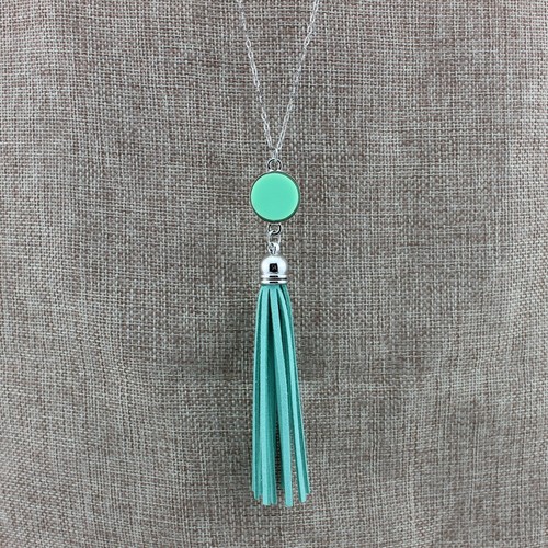 Monogram Acrylic Blank Disc Long Chain Pendant BOHO Tassel Necklace for ...