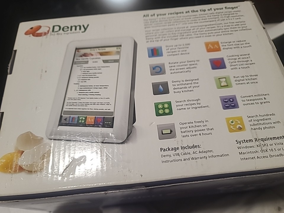 Demy Digital Recipe Reader Kitchen Safe 7" Touchscreen Device By Key ...