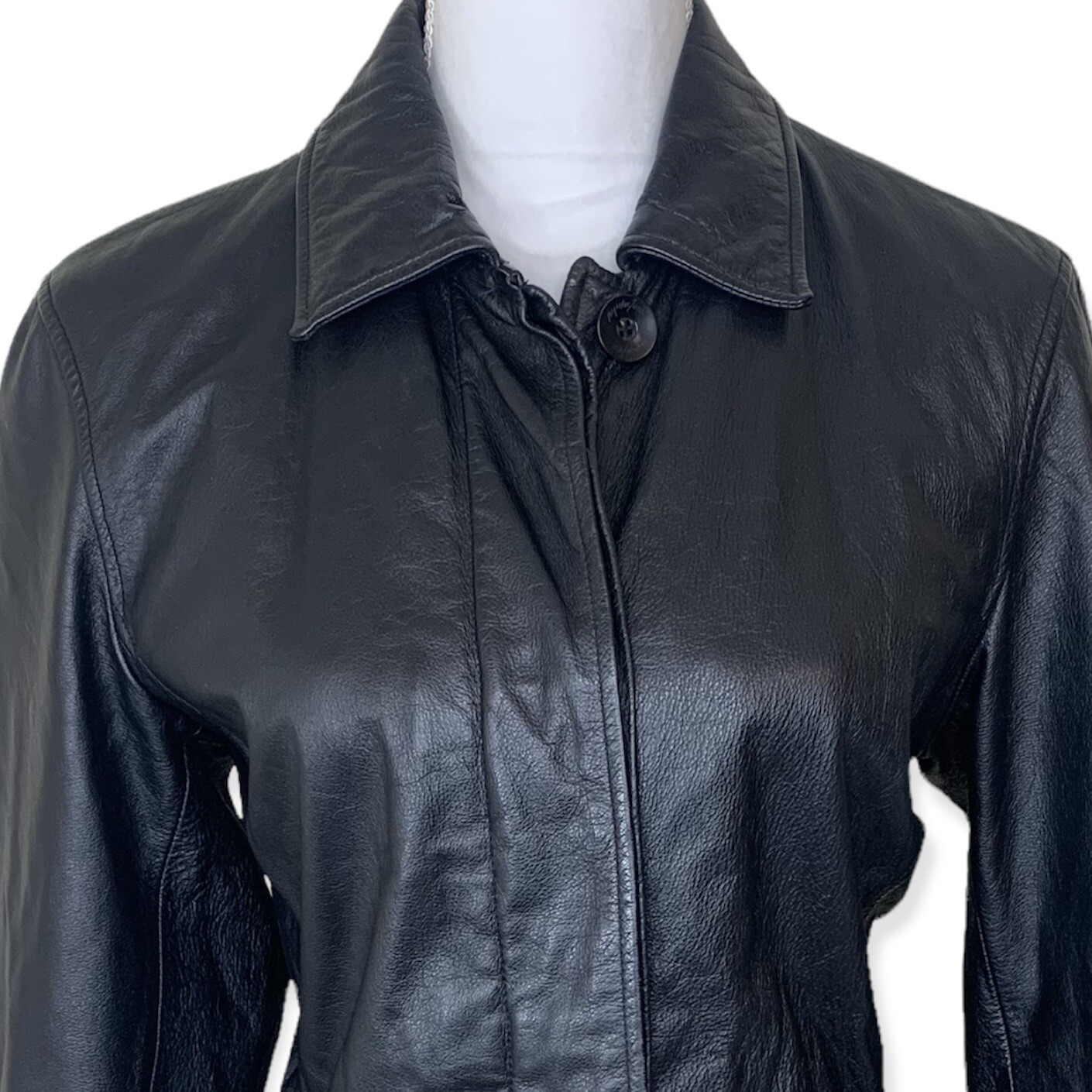 Vintage Jacqueline Ferrar Black Leather Jacket - Small - Gem