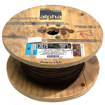 Alpha Wire Hook-Up Wire 1000Ft. BROWN Spool 3075 *Brand NeW | eBay