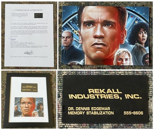 Framed, "Total Recall," Plastic / Lucite Business Card Prop & Photo ...
