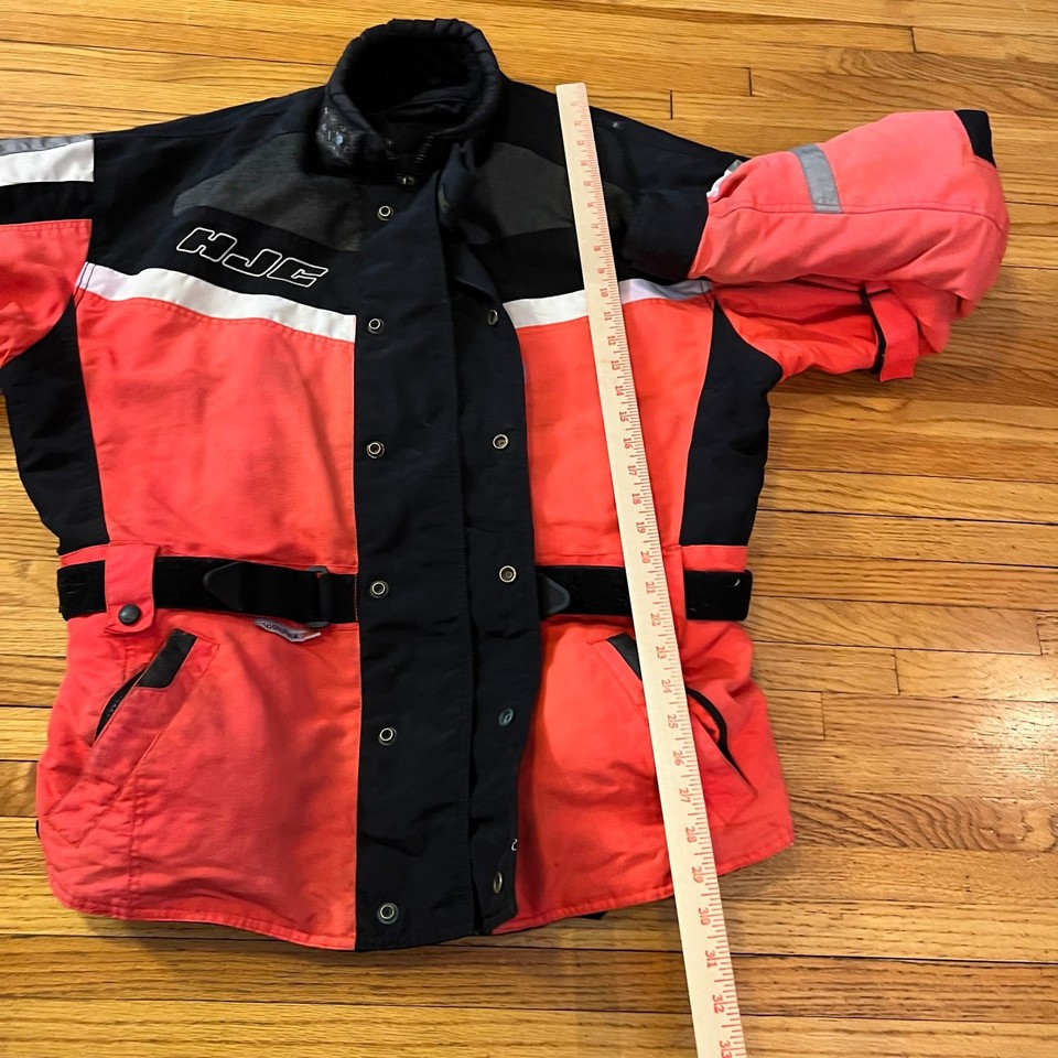 HJC Coat Mens XL Snow Snowmobile Racing Ski Jacket Orange 3M Scotchlite ...