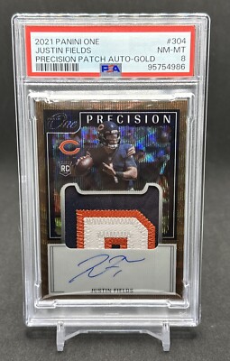 2021 Panini One Justin Fields Auto /10 Precision Gold Patch RPA PSA 8 ...