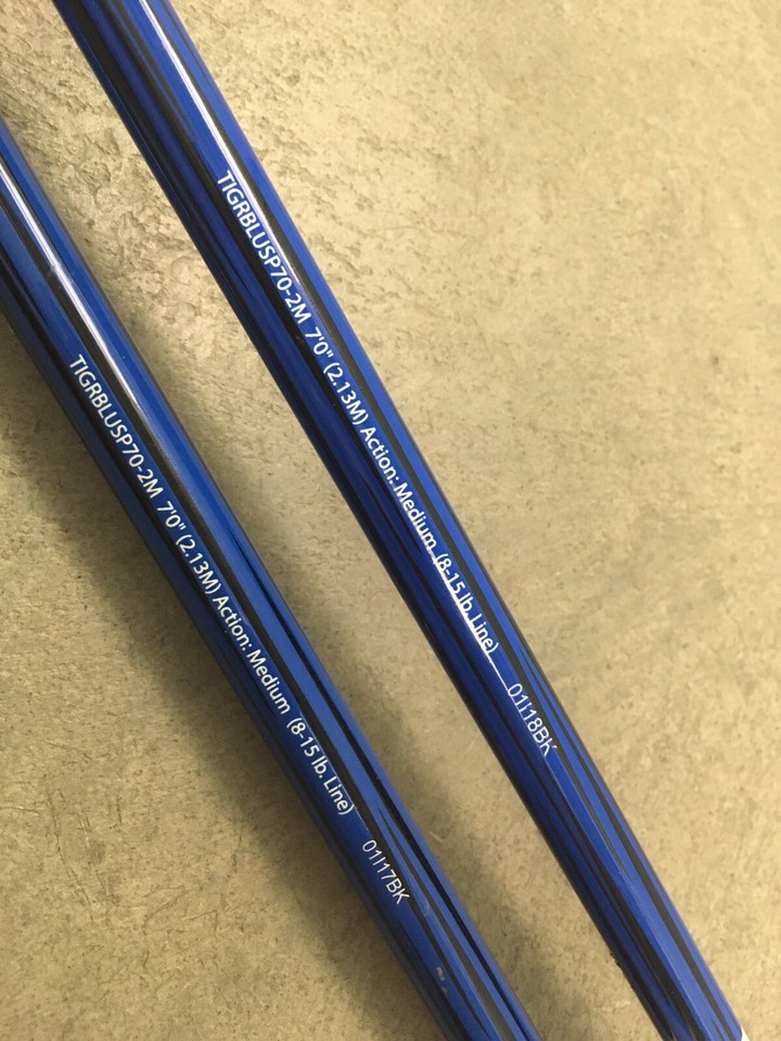 2 Shakespeare Tiger Spinning Rods 7’ Fresh/Saltwater Catfish Med BLUE ...
