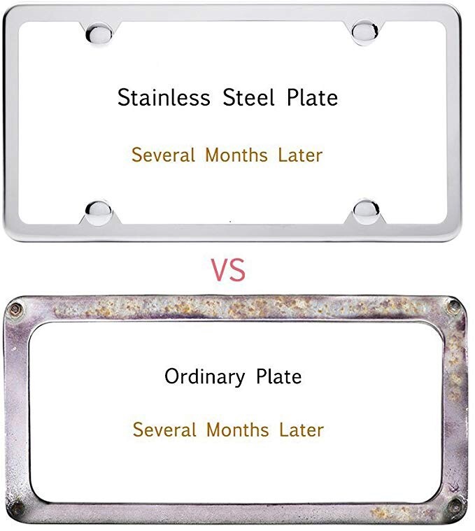 2x High Quality STAINLESS STEEL METAL LICENSE PLATE FRAME TAG COVER ...