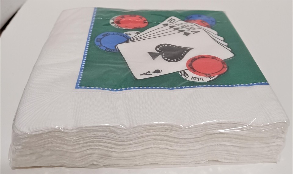 Vintage Contempo Paper Beverage Napkins Cards Poker Chips Pack Unopened ...