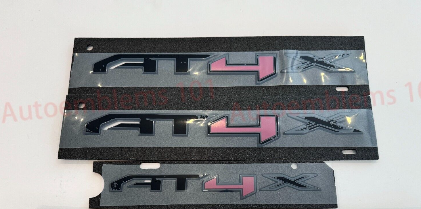 3PC Gloss Black Red Door Rear AT4X Canyon Emblem Badge 2023-2024 GMC ...