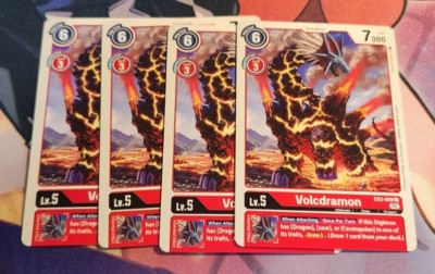 x4 Playset Digimon VOLCDRAMON EX3-009 Red Common TCG | eBay