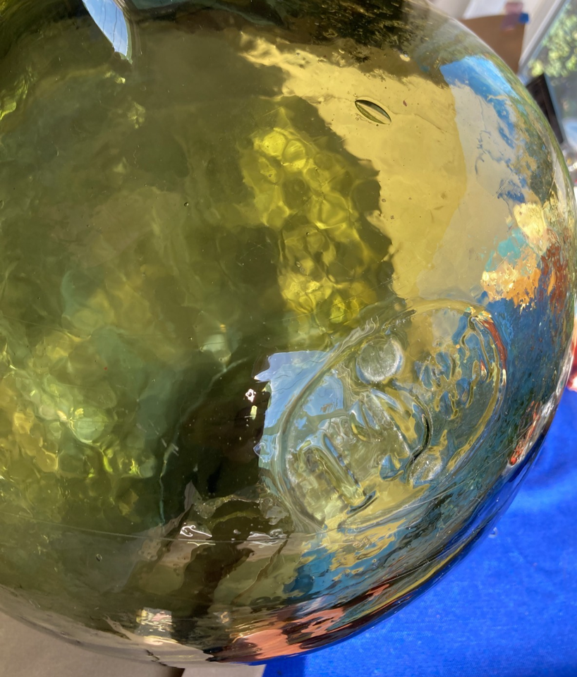 21” Vintage Green Glass Wine Carboy Demijohn Hand Blown Jug Bottle Lamp ...