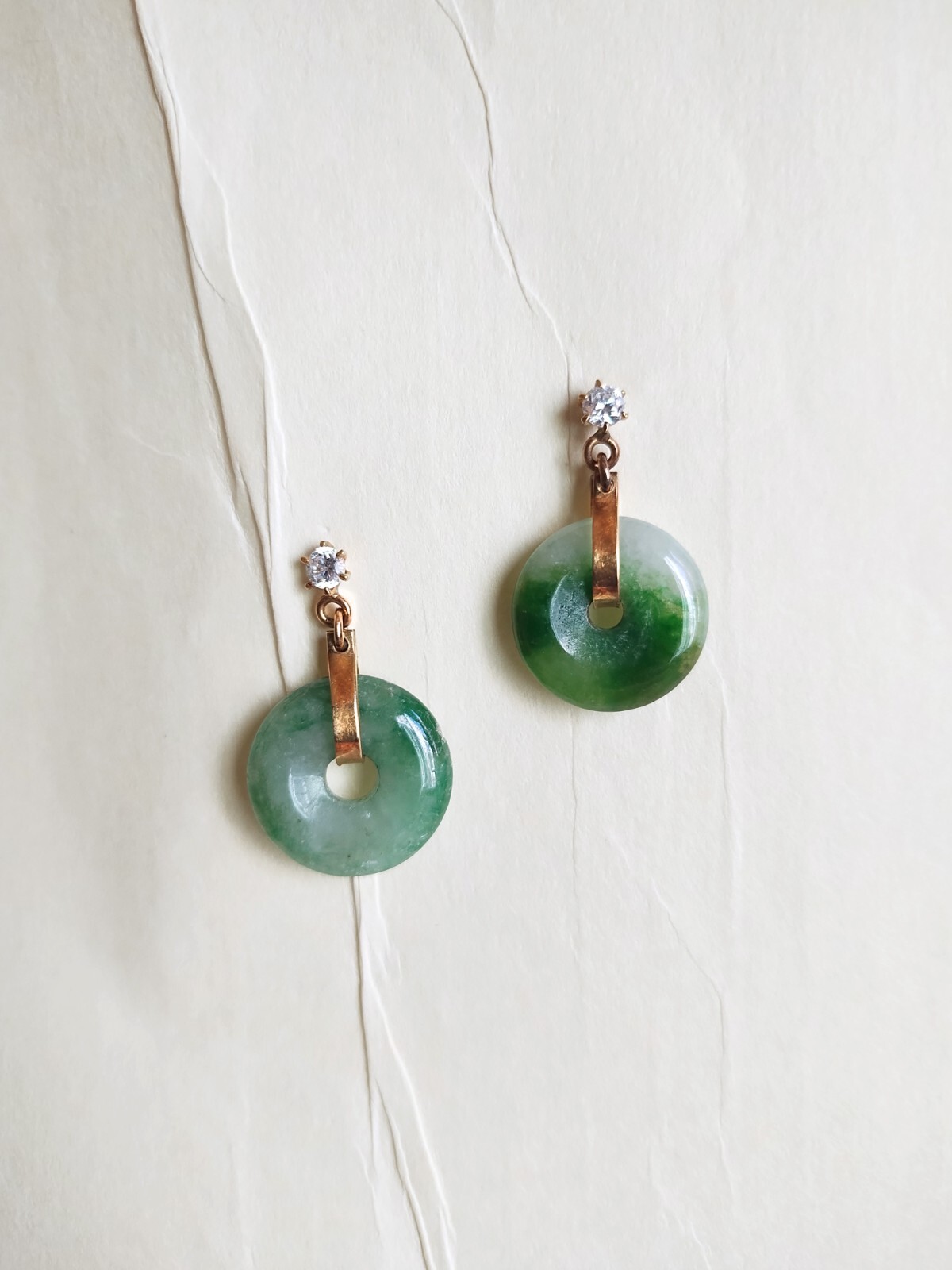 Vintage Jadeite Donut Dangle Custom-Made Earrings wit… - Gem