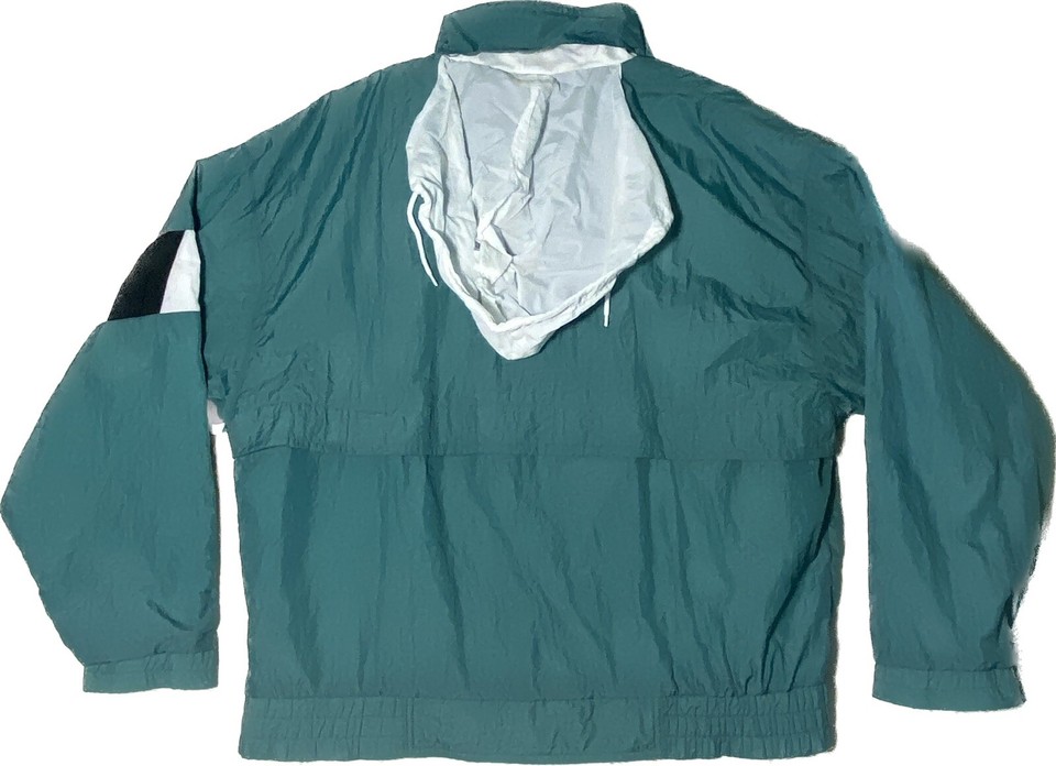 PGA Tour Wind Breaker Jacket Large Green White Hoodie Zips Snaps Vent ...