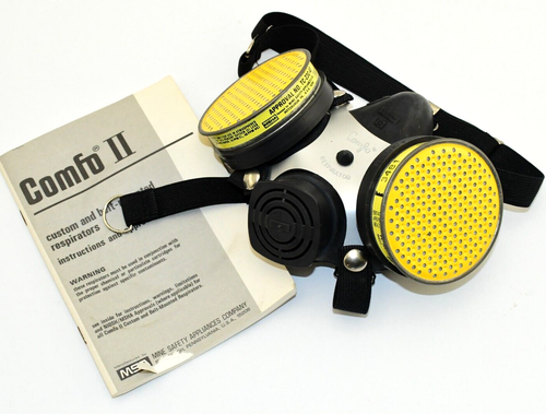 COMFO II Respirator, Medium M Facepiece Mask w/ MSA Chemical Cartridge ...