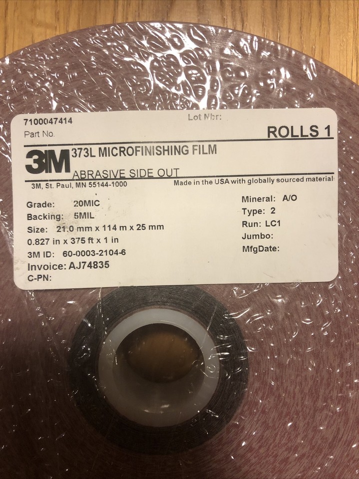 3M 373L 0.827 In X 375 ft x 1" Microfinishing Film 20 micron 5 mil ...
