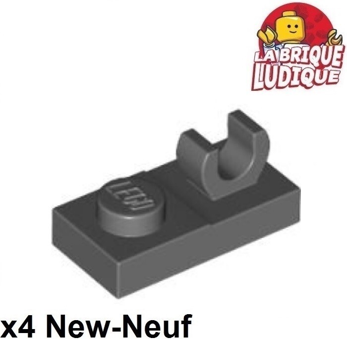 Lego 4x Plate Modified 1x2 Open Clip on Top Dark Gray Round Clip 44861 ...