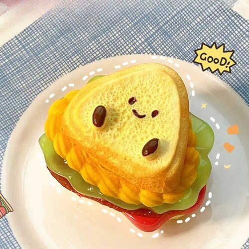 Cartoon Simulation Sandwich Toast Squeezing Decompression Toy Soft ...