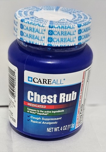 CareAll Medicated Chest Rub 4 oz. Topical Analgesic and Cough ...