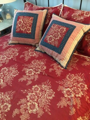 CHAPS Ralph Lauren TELLURIDE Toile ( 2 - Throw Pillows Only) Red Floral ...