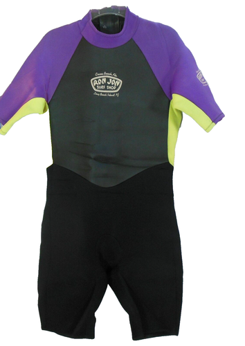 Ron Jon Spring Shorty Wet Suit L Black Purple Yellow Men 3/2mm? GUC | eBay