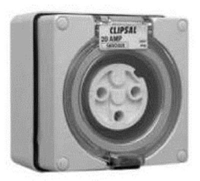 Clipsal 56-SERIES INDUSTRIAL SURFACE SOCKET 250V 3-Pin Round GREY- 20A ...