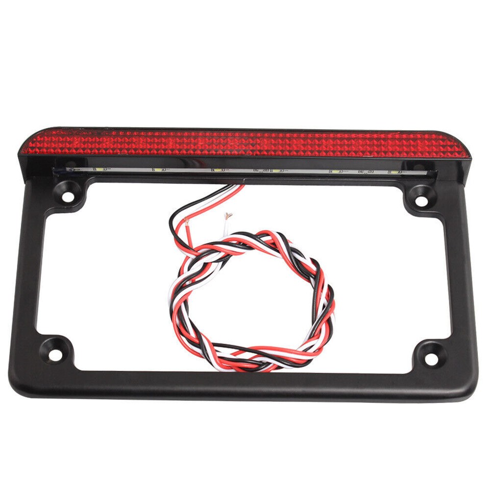Universal Black Aluminum License Plate Frame with LED Light Brake Tail ...