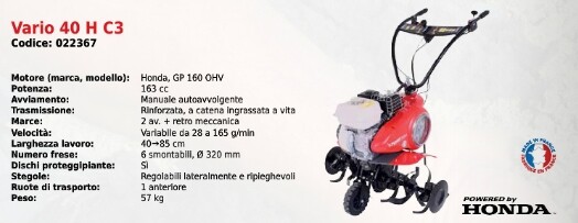 Motohoue Vario 40 H C3 Série Pubert Avec Moteur Honda Gp 160 OHV 163 Cc ...