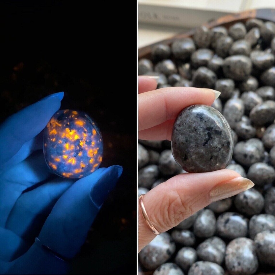 USA Natural Yooperlite UV Fluorescent Glowing Fire Rocks Flame Tumbled ...