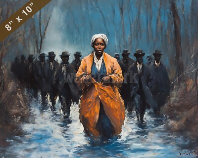 Harriet Tubman leading the Underground Railroad Oil painting 8x10 Print ...