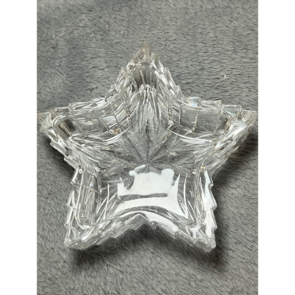 Star Cut Crystal Glass Trinket Dish Bowl Heavy Clear Faceted Decor ...