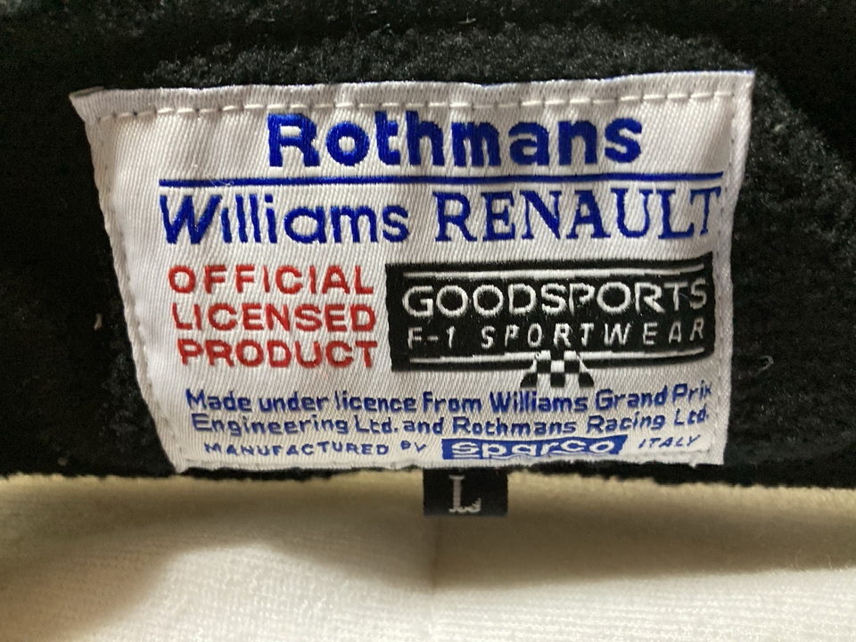 Rothmans Williams Renault Formula 1 Sparco Racing Suit Jacket Size L ...