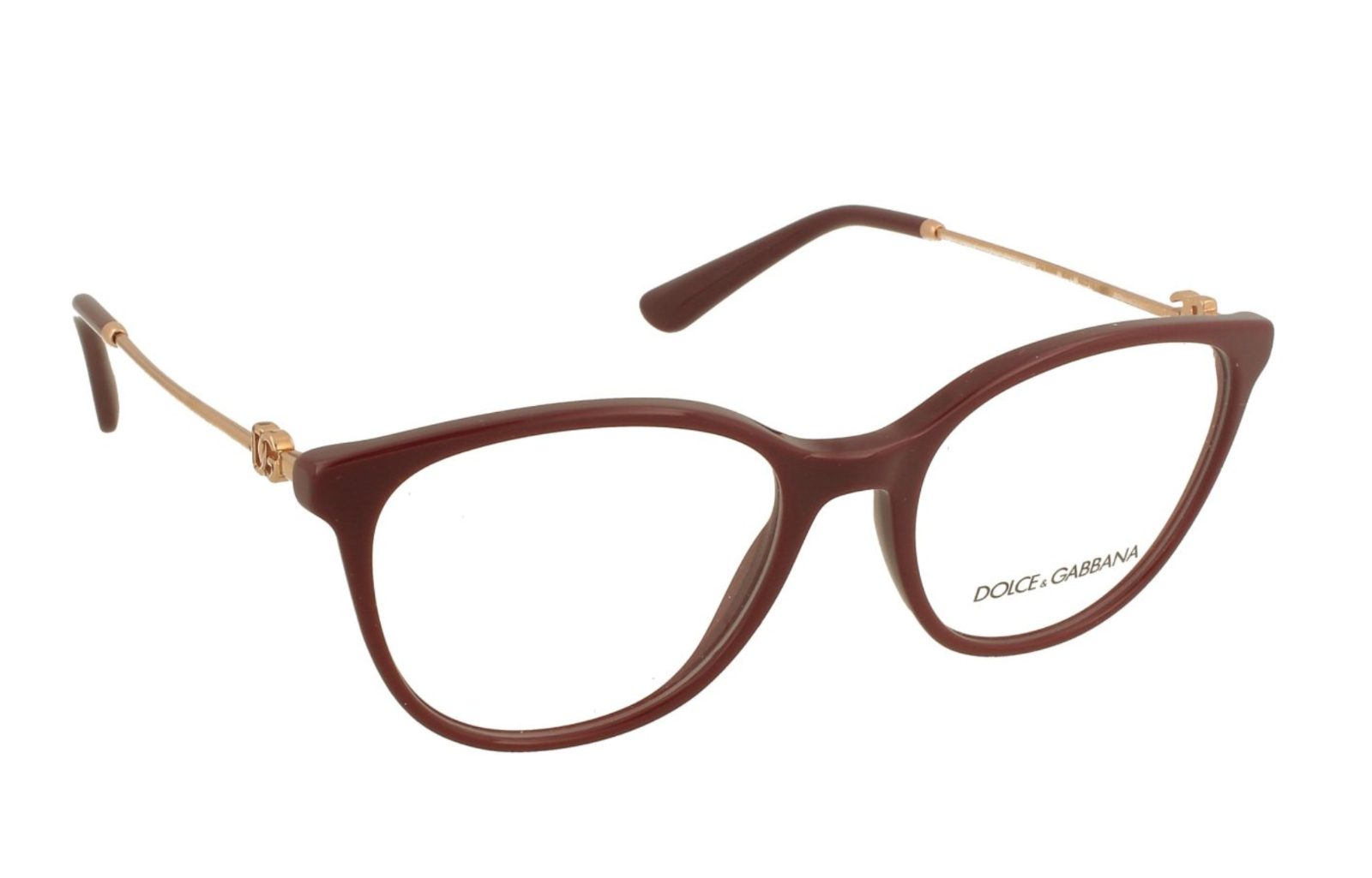 DOLCE & GABBANA Eyeglasses DG 3363 3091 52-18 Burgundy Gold Round ...