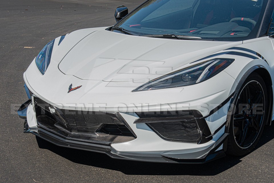 Z06 CARBON FIBER PRINT Front Splitter Canards & Side Skirt 20-Up ...