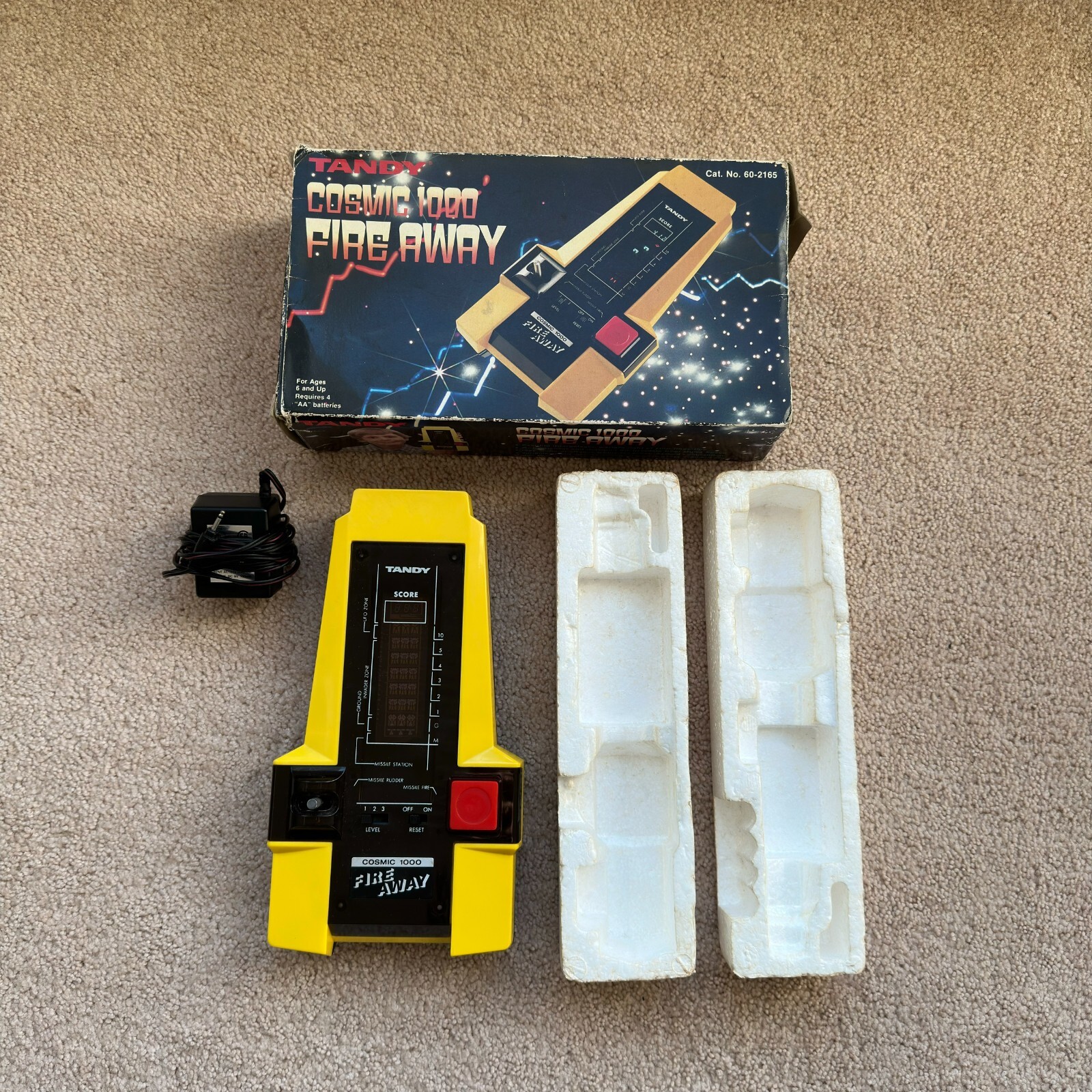VTG TANDY COSMIC 1000 FIRE AWAY HANDHELD ARCADE GAME w/ BOX POWER CORD ...